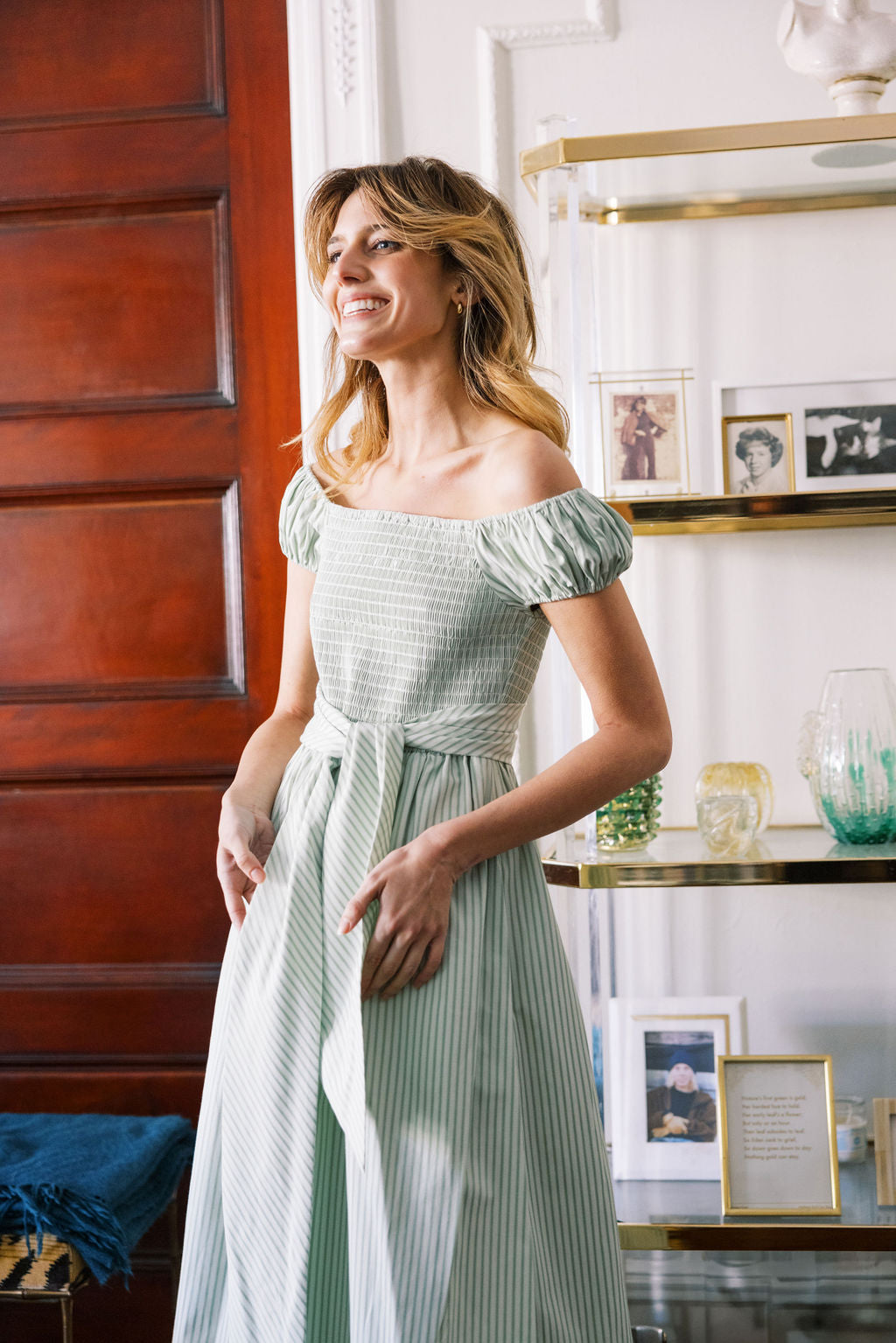 MASON'S DAUGHTER Nora Dress, Green/Green Striped Poplin – Only on The ...