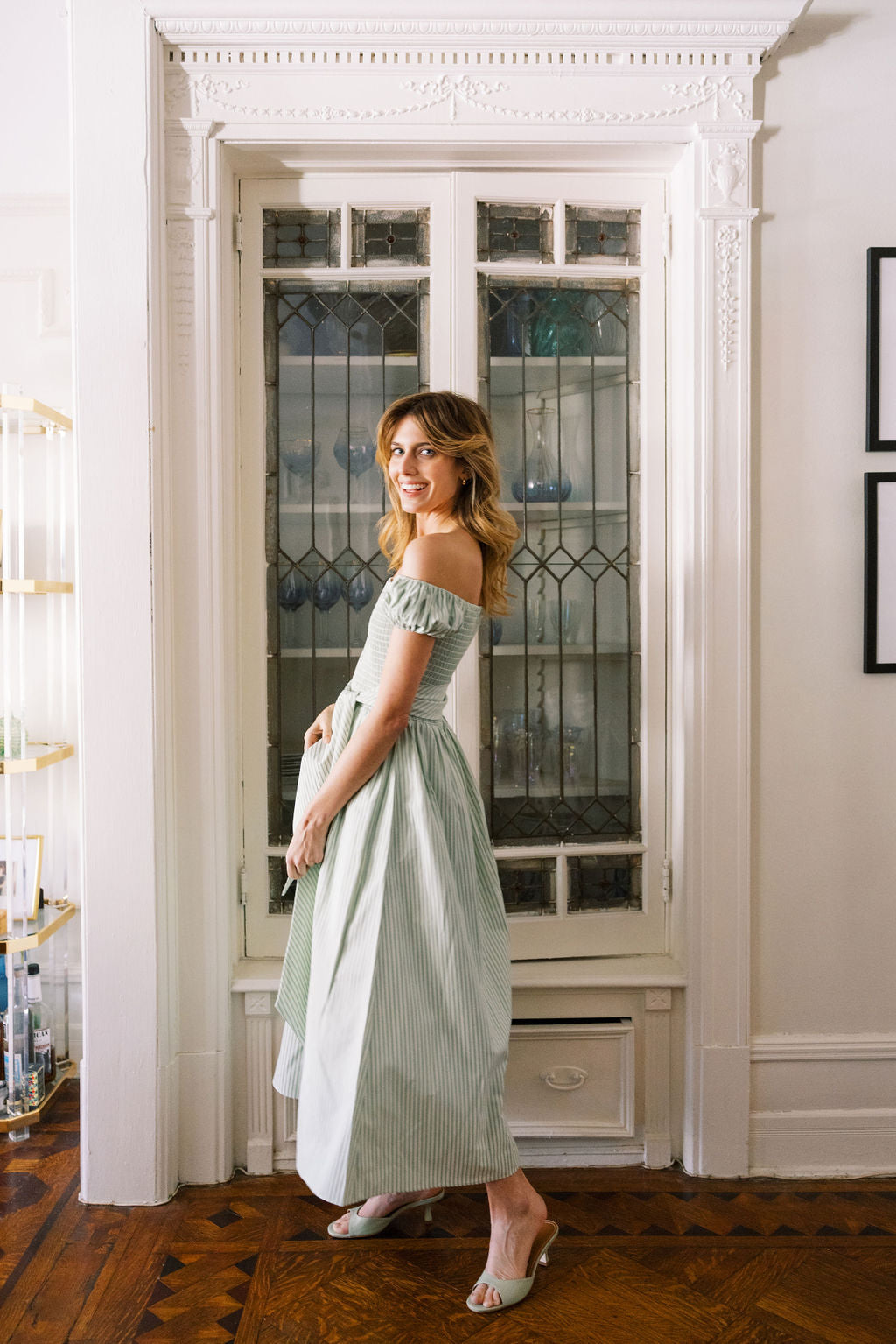 MASON'S DAUGHTER | Nora Dress, Green/Green Striped Poplin – Only on The ...