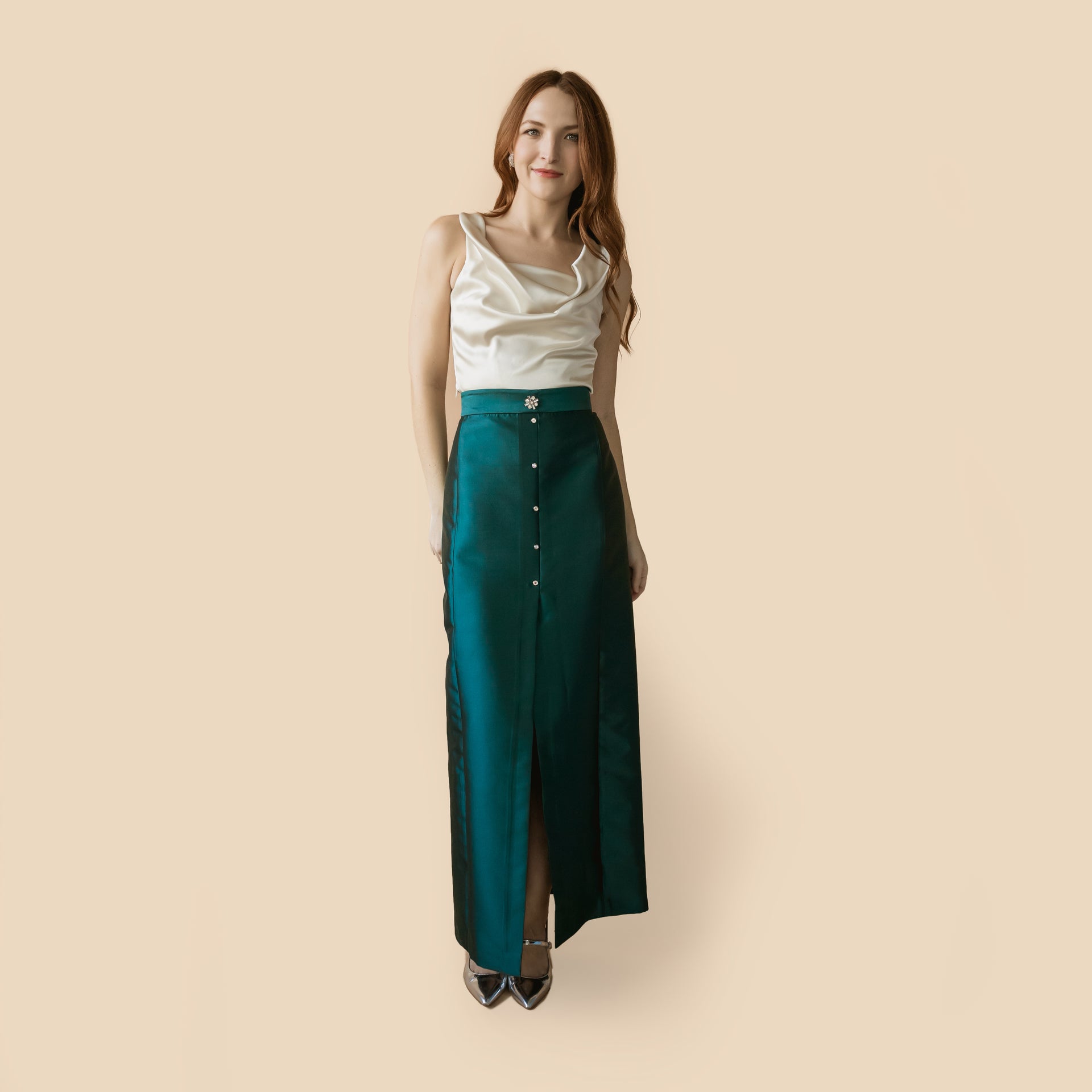 MASON by MASON'S DAUGHTER Leighton Skirt, Peacock Blue Silk Wool – Only ...