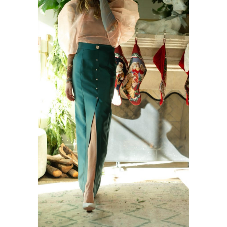 MASON by MASON'S DAUGHTER Leighton Skirt, Peacock Blue Silk Wool – Only ...