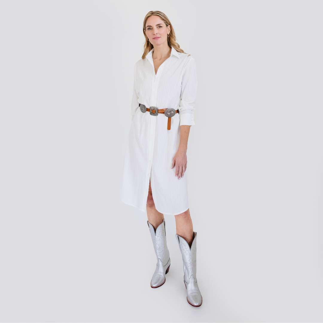 MASON'S DAUGHTER | Sutton Shirt Dress, White/Tonal Stripe – Only on The ...
