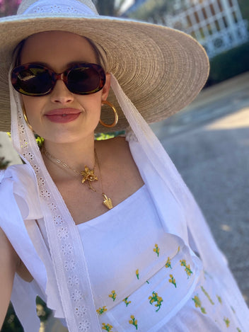 SARAH BRAY BERMUDA, Daisy Sun Hat - Long Ivory Grosgrain Ribbon – Only ...
